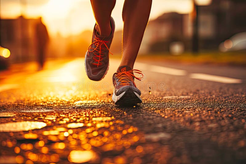 Runner Silhouette on Road at Sunset Stock Photo - Image of nature ...