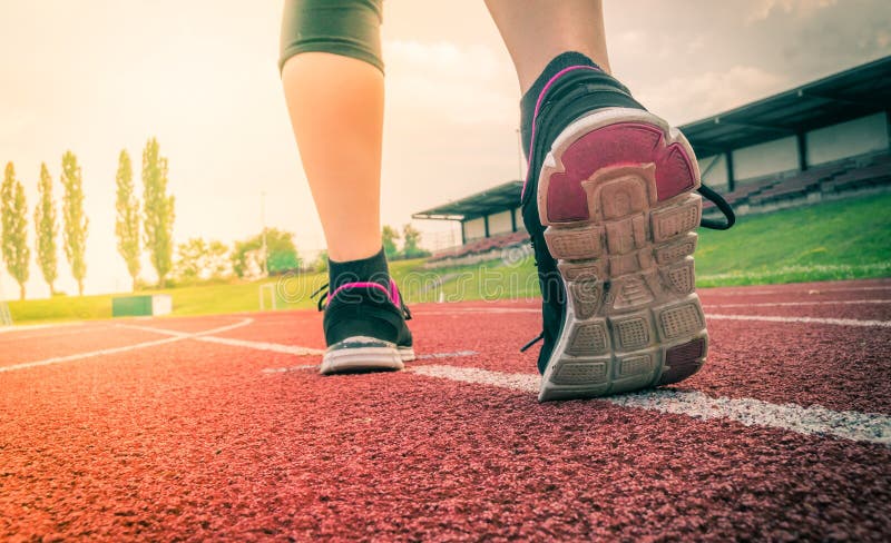 Runner or Sprinter is Running in Stadium at Evening Stock Image - Image ...