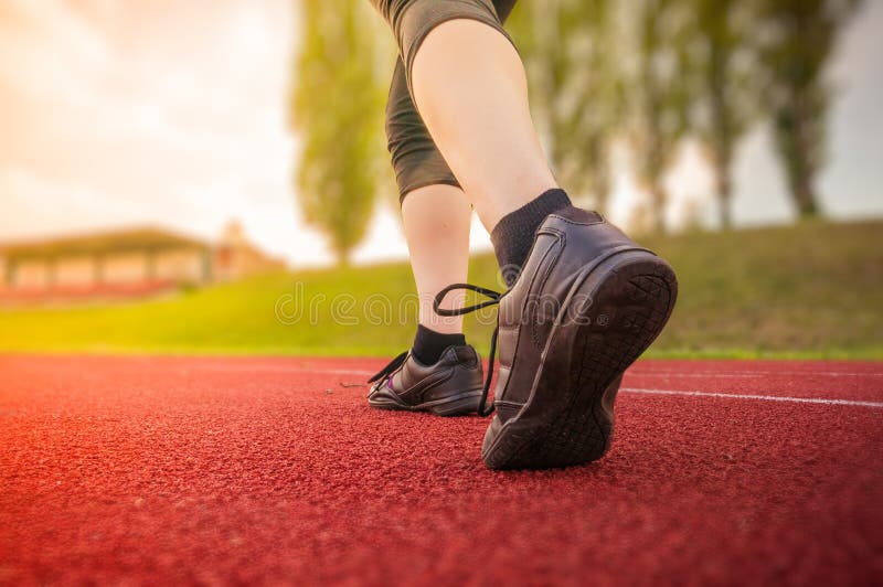 Runner or Sprinter is Running in Stadium at Evening Stock Image - Image ...