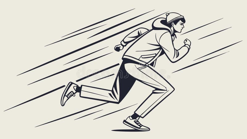 Runner Sprinting Fast Motion Lines Sketch, Vector Design Generative AI ...