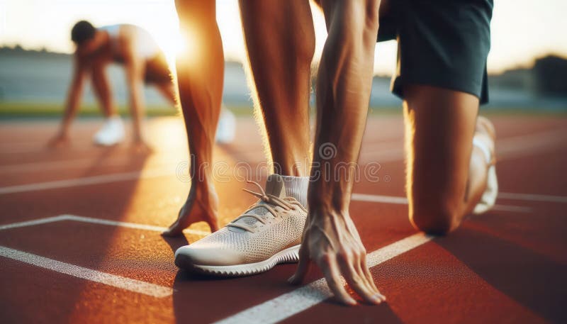 Runner at the start stock illustration. Illustration of speed - 332104592
