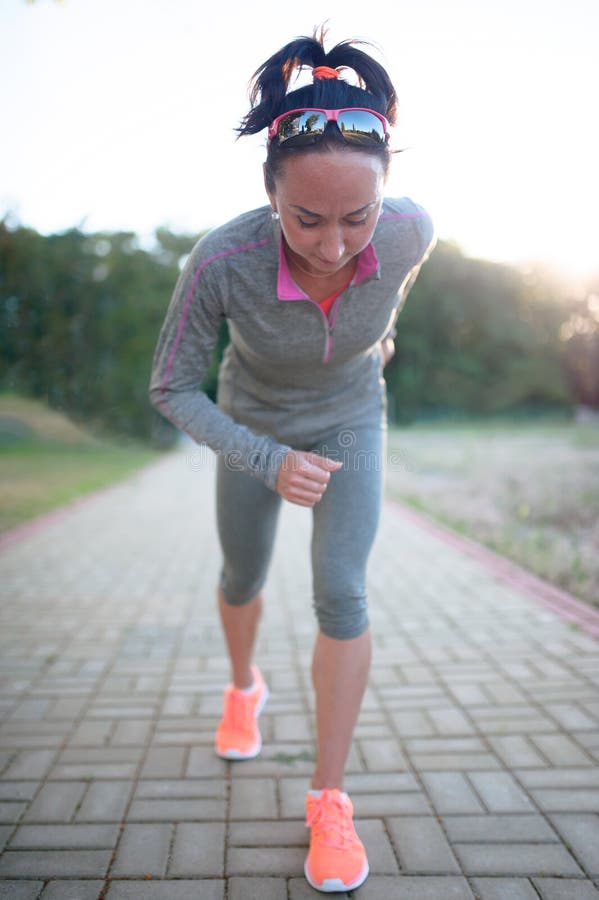 Runner Start Running on Running Track Closeup Stock Photo - Image of ...