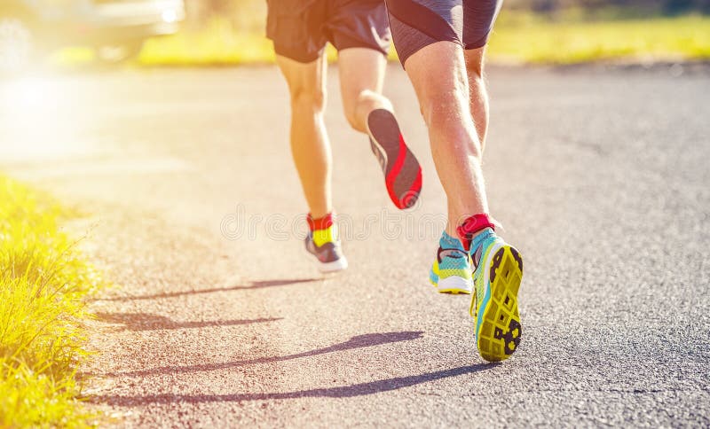 Runner on the Street Be Running Sidewalk for Exercise. Stock Photo ...