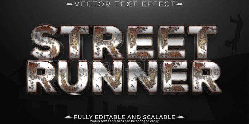 Runner Street Text Effect, Editable Metallic and Urban Text Style Stock ...