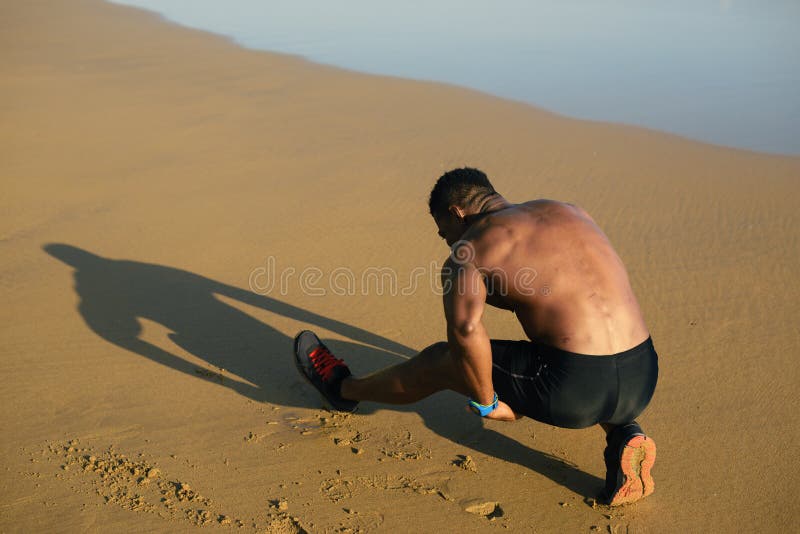 Runner Stretching Hamstring after Running Stock Photo - Image of ...