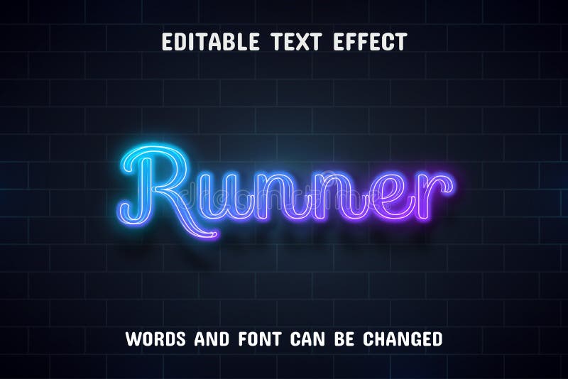 Runner Text - Editable Neon Text Effect Stock Vector - Illustration of ...