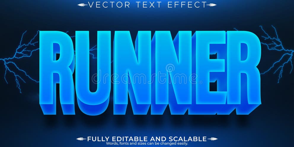 Runner Text Effect, Editable Speed and Race Text Style Stock Vector ...