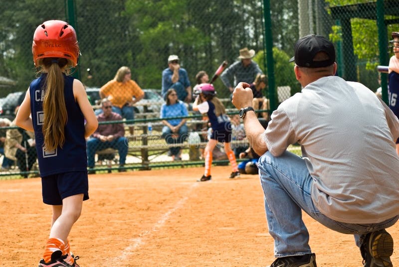 Runner at Third/Girls Softball Editorial Stock Photo - Image of ...