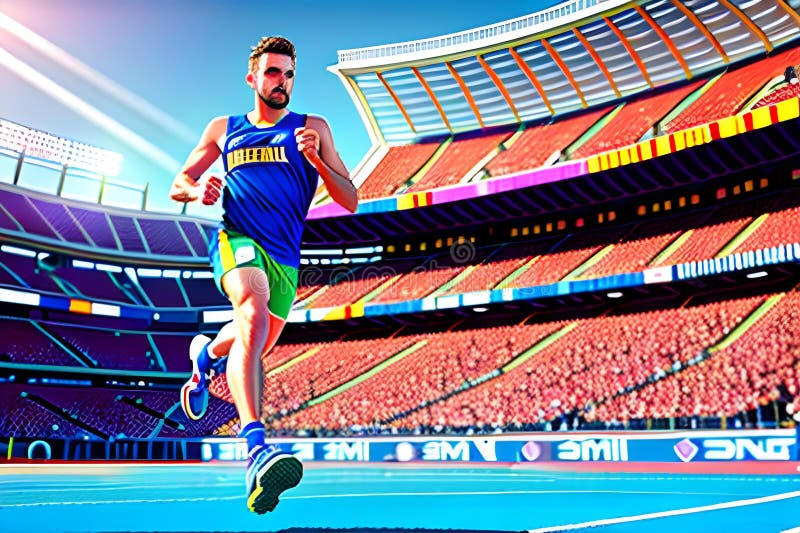 Runner in Track at the Stadium. Sports Event. Illustration Stock ...