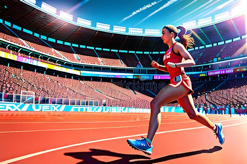 Runner in Track at the Stadium. Sports Event. Illustration Stock ...