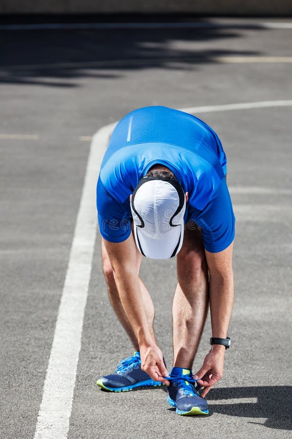 Runner Trying Running Shoes Getting Stock Photo - Image of hands ...