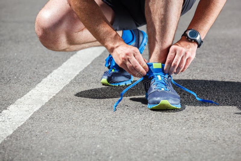 Runner Trying Running Shoes Getting Stock Photo - Image of running ...