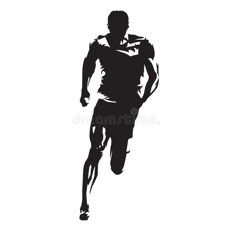 Runner Vector Silhouette, Sprinting Athlete Stock Vector - Illustration ...