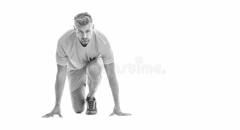 The Runner Wait for Start Signal Ready To Run, Banner. at the Start ...