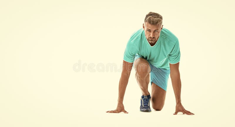 The Runner Wait for Start Signal Ready To Run, Banner. at the Start ...