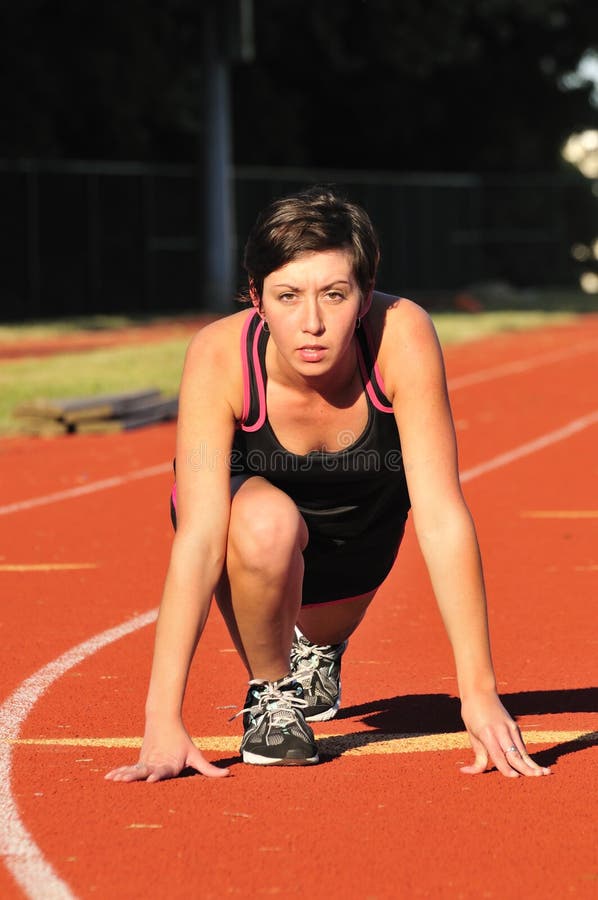 Runner Waiting at Starting Block Stock Image - Image of preparation ...