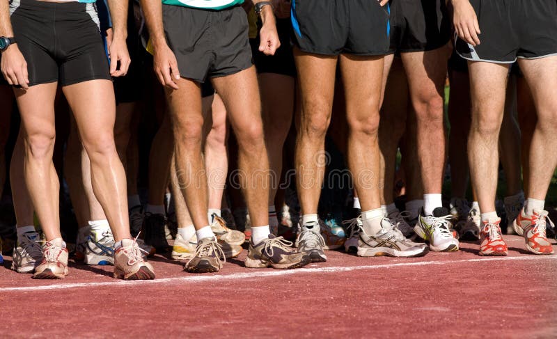 Runner Waiting To Run on the Line Stock Photo - Image of trail ...