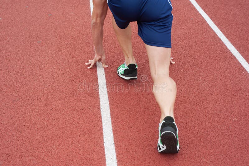 Athletic Male Runner in Ready Position Stock Photo - Image of sport ...