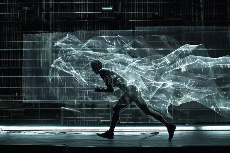 Runner with White Light Trails, Capturing Speed and Energy in a ...