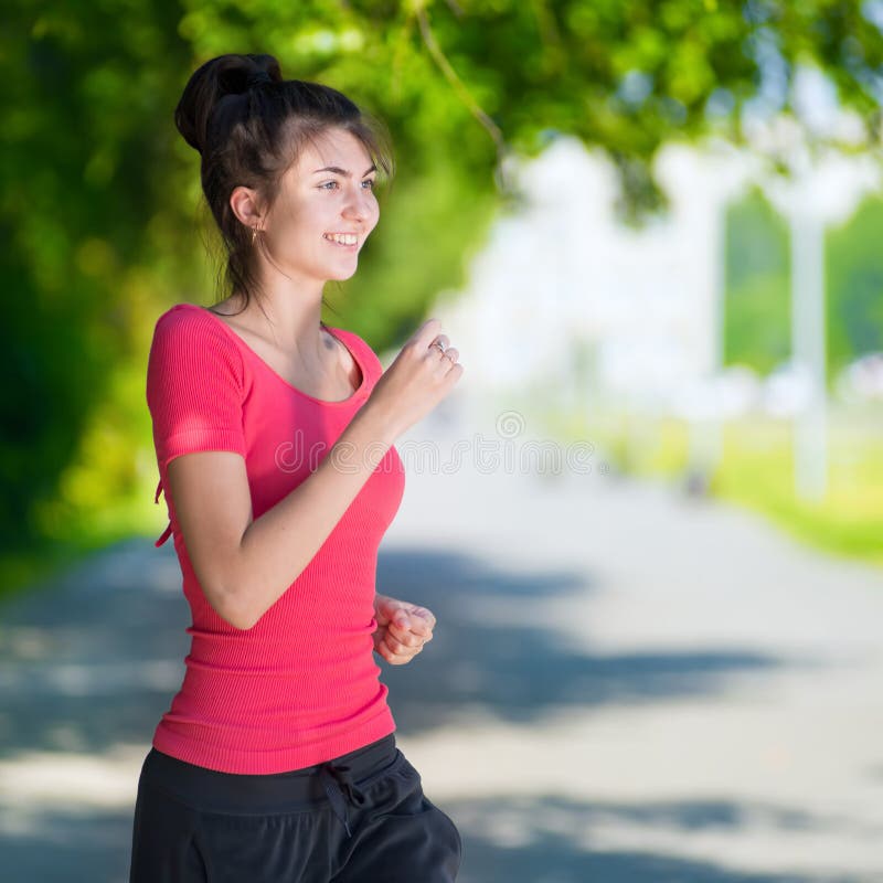 Runner - Woman Running Outdoors in Green Park Stock Photo - Image of ...