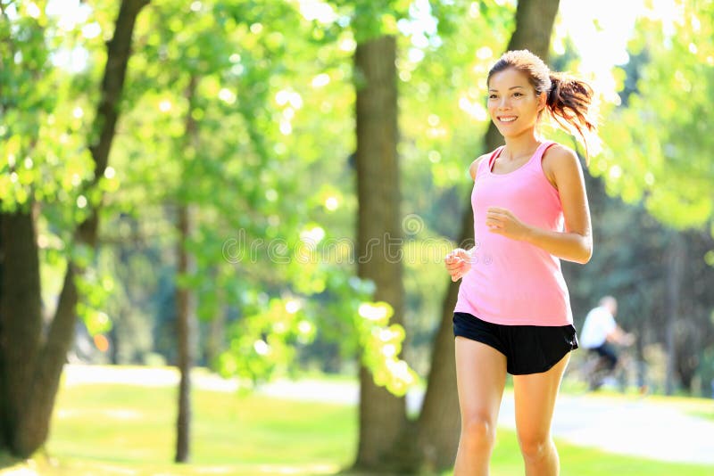 Runner - Woman Running in Park Stock Photo - Image of mixed, fitness ...