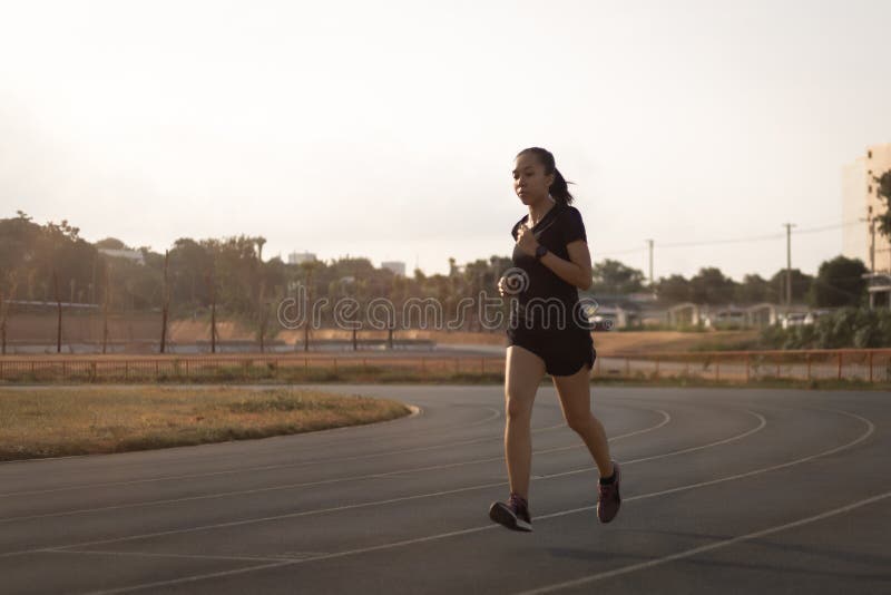 Runner Woman Running on on the Running Track Stock Photo - Image of ...