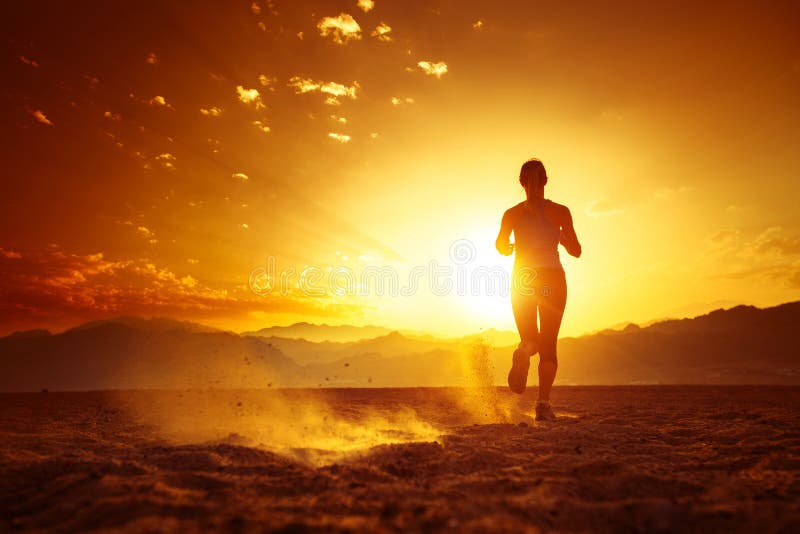 Happy Woman Jumping And Sun Stock Image - Image of fitness, freedom ...