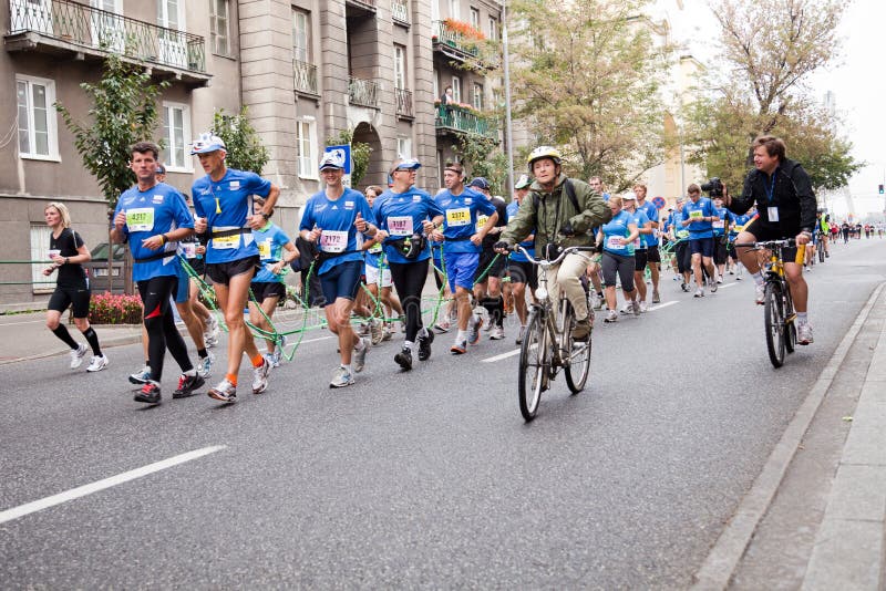 Runners in 32nd Warsaw Marathon Editorial Stock Image - Image of road ...
