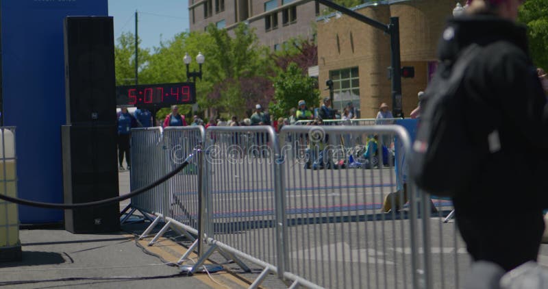 Runners and Cheering Fans at the Ogden Utah Marathon Stock Video ...