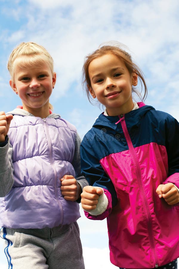 Runners - Children Running Outdoors Stock Photo - Image of portrait ...