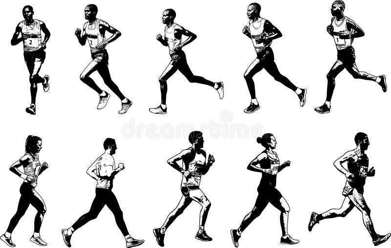 Runners Collection, Sketch Illustration Stock Vector - Illustration of ...