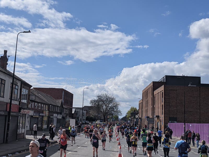 Runners Down the A56 at Manchester Marathon 2022 Editorial Stock Photo ...