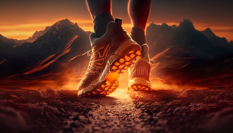 Runners Feet is Start Running, Close Up - Generative AI Stock ...