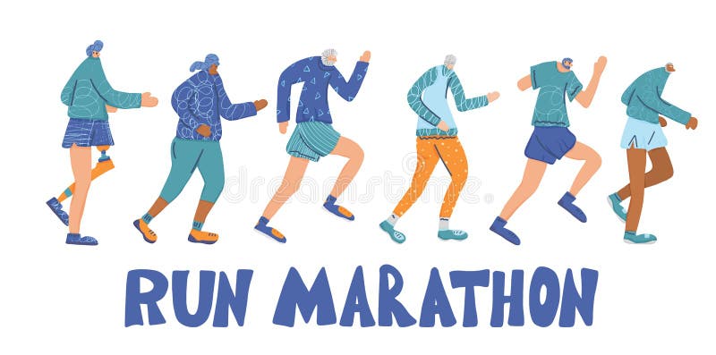 Runners Group Different Persons Vector Flat Design Stock Vector ...