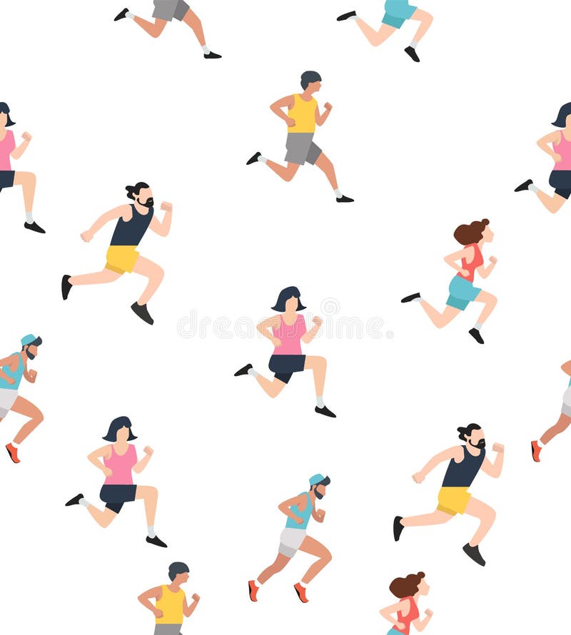 Runners Group Men and Women Seamless Pattern Stock Vector ...