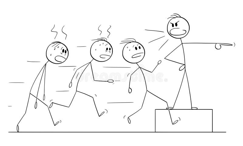 Runners and Running Coach , Vector Cartoon Stick Figure Illustration ...