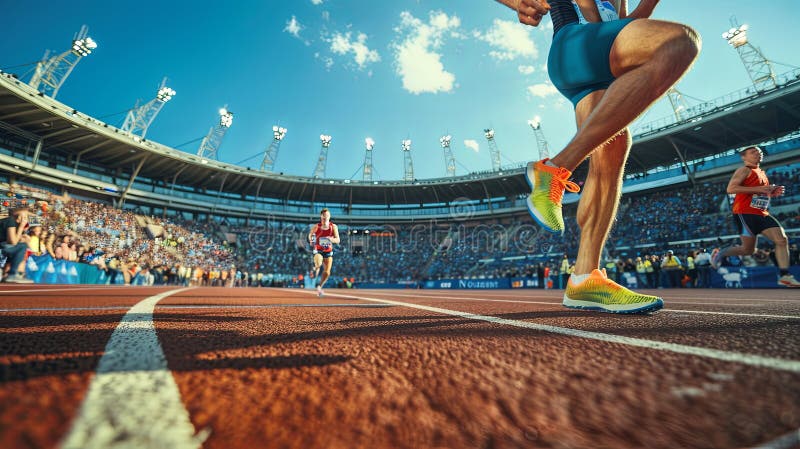 Runners Running on a Stadium, Summer Olympic Games Concept Stock ...