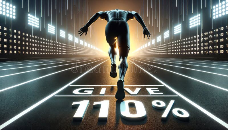 Runners Silhouette Pushing Past the Finish Line To Give Extra 110 Stock ...