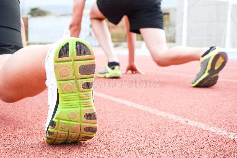 Runners at the Start of the Running Track Stock Image - Image of sprint ...