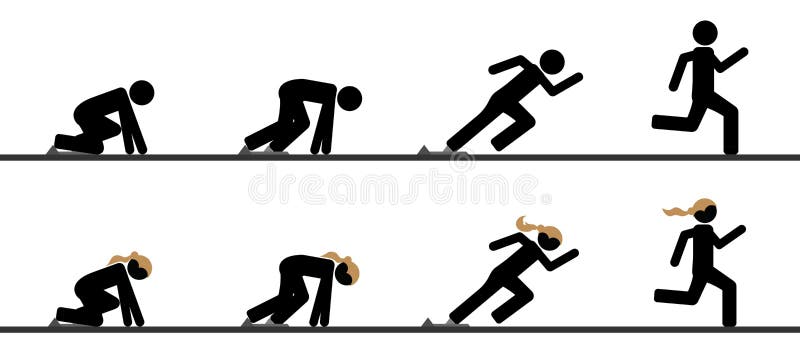 Runners at Starting Blocks in Different Phases Stock Vector ...