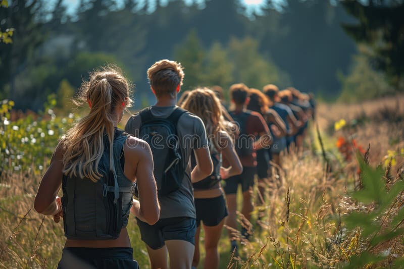 Runners Train in a Forest Field during Summer Stock Photo - Image of ...