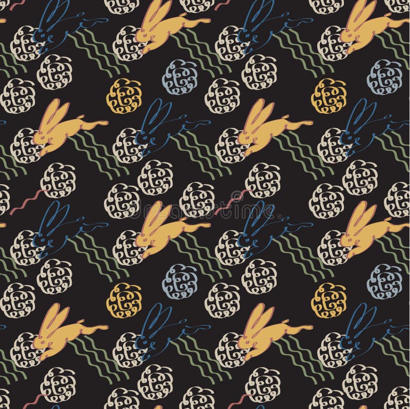 Runnig Rabbit - Seamless Pattern Stock Vector - Illustration of vector ...