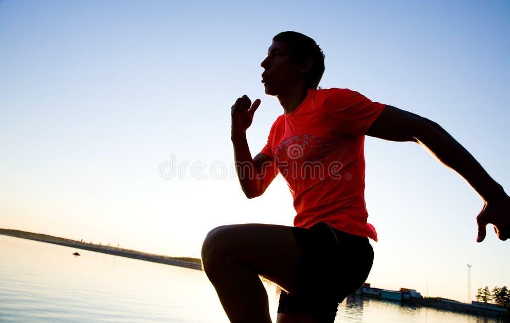 Running stock photo. Image of lope, coast, runner, silhouette - 15116522