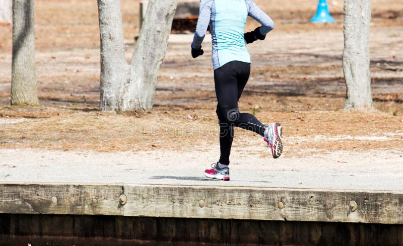 Running Around the Lake on a Cold Day Stock Photo - Image of country ...