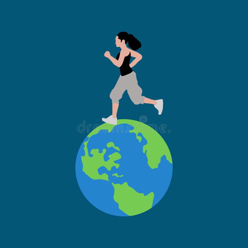 Running around the world stock illustration. Illustration of exercise ...