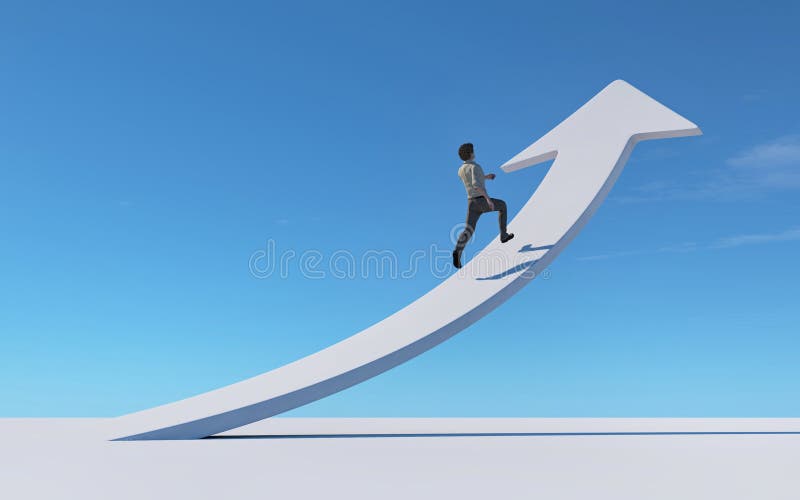 Man running up on a arrow stock illustration. Illustration of finance ...