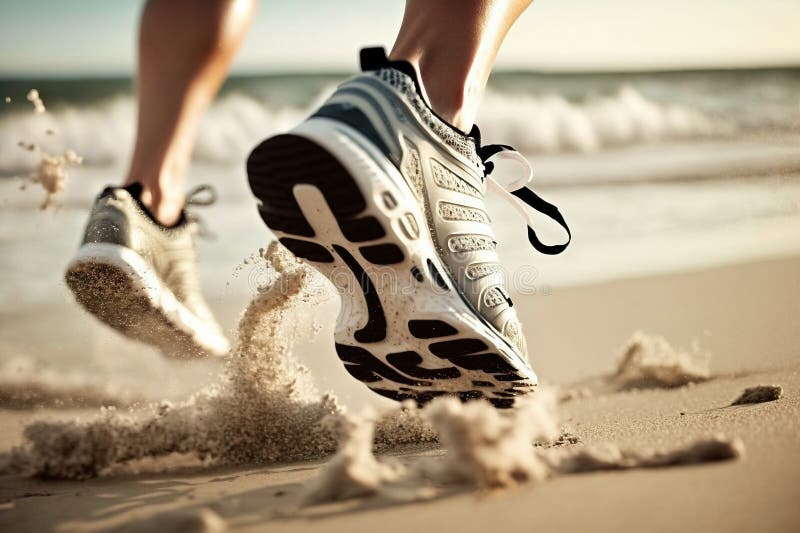 Running at the Beach Rear View, Created with Generative AI Stock ...