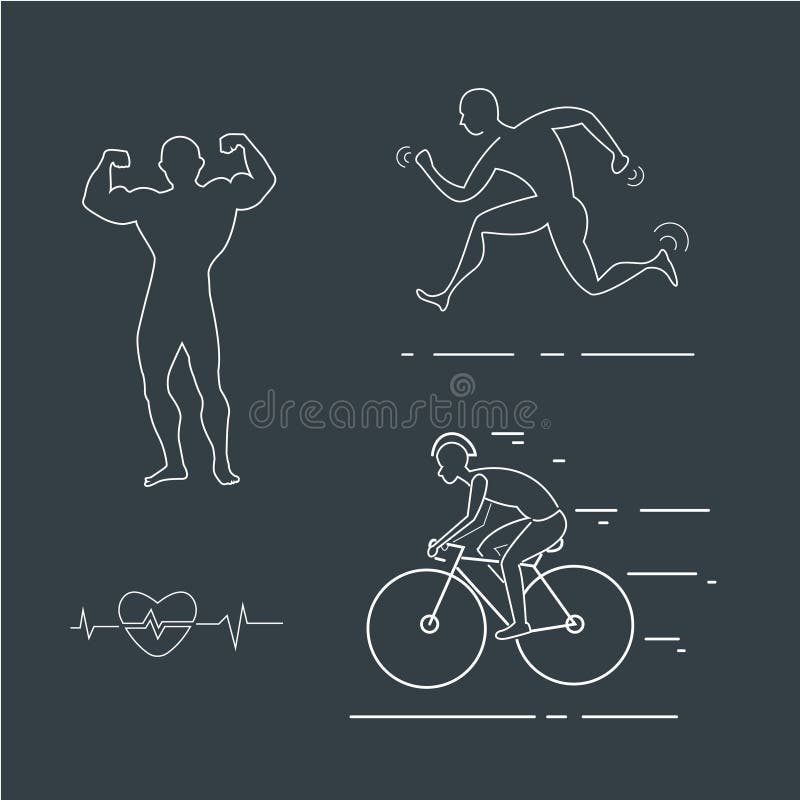 Running,bike Man Linear Icon. Thin Line Illustration Stock Vector ... Running,bike Man Linear Icon. Thin Line Illustration Stock Vector ...