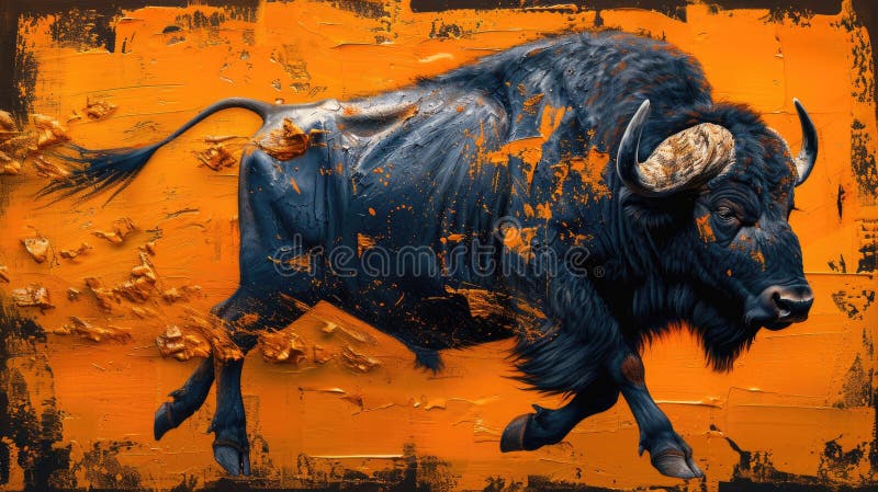 Running Bison in Dynamic Pose Stock Illustration - Illustration of ...