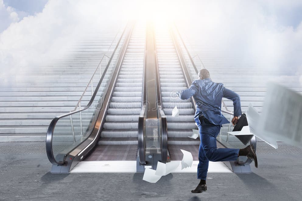 Running Black Businessman with Briefcase Stock Image - Image of ...